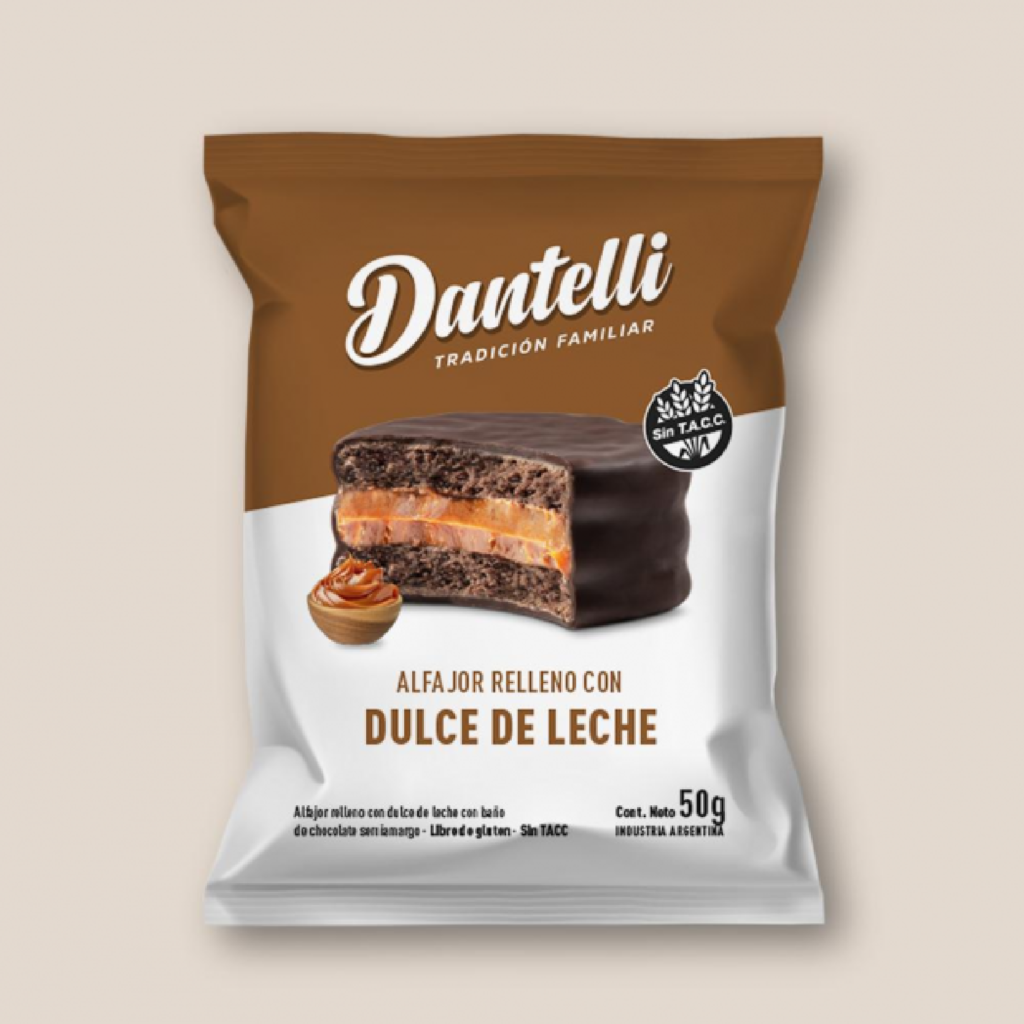 Campos Verdes - ALFAJOR RELLENO CON DULCE DE LECHE 50 GR. - DANTELLI